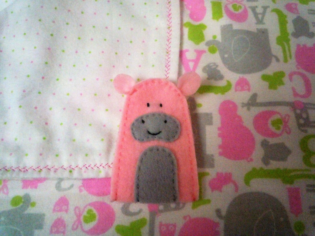 Double-sided Flannel Baby Blanket and Hippo Finger Puppet Set - Etsy