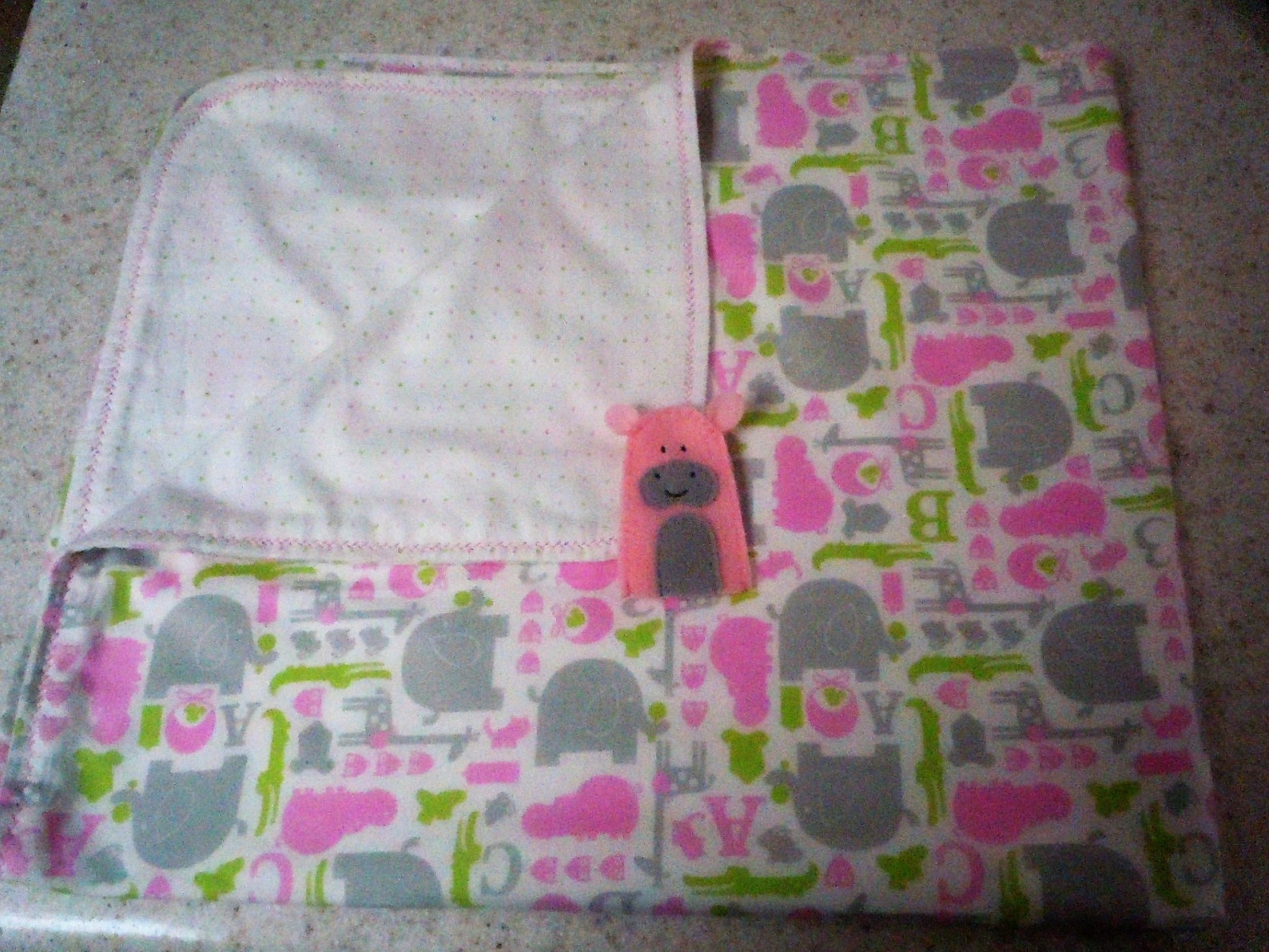 Double-sided Flannel Baby Blanket and Hippo Finger Puppet Set - Etsy