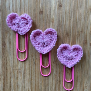 Heart Bookmark Crochet Paperclip, Set of 3, Journal Page Holder, End of ...