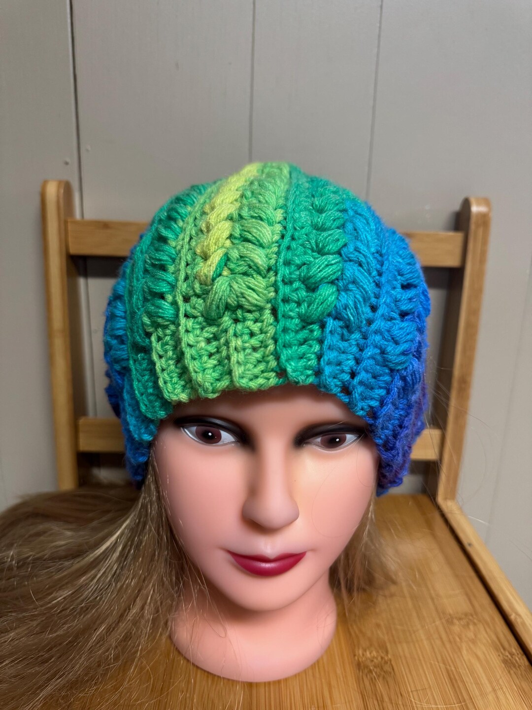 Snowy Wheat Puff Beanie, Crochet Unique Hat for Women, Knit Slouch Hat ...