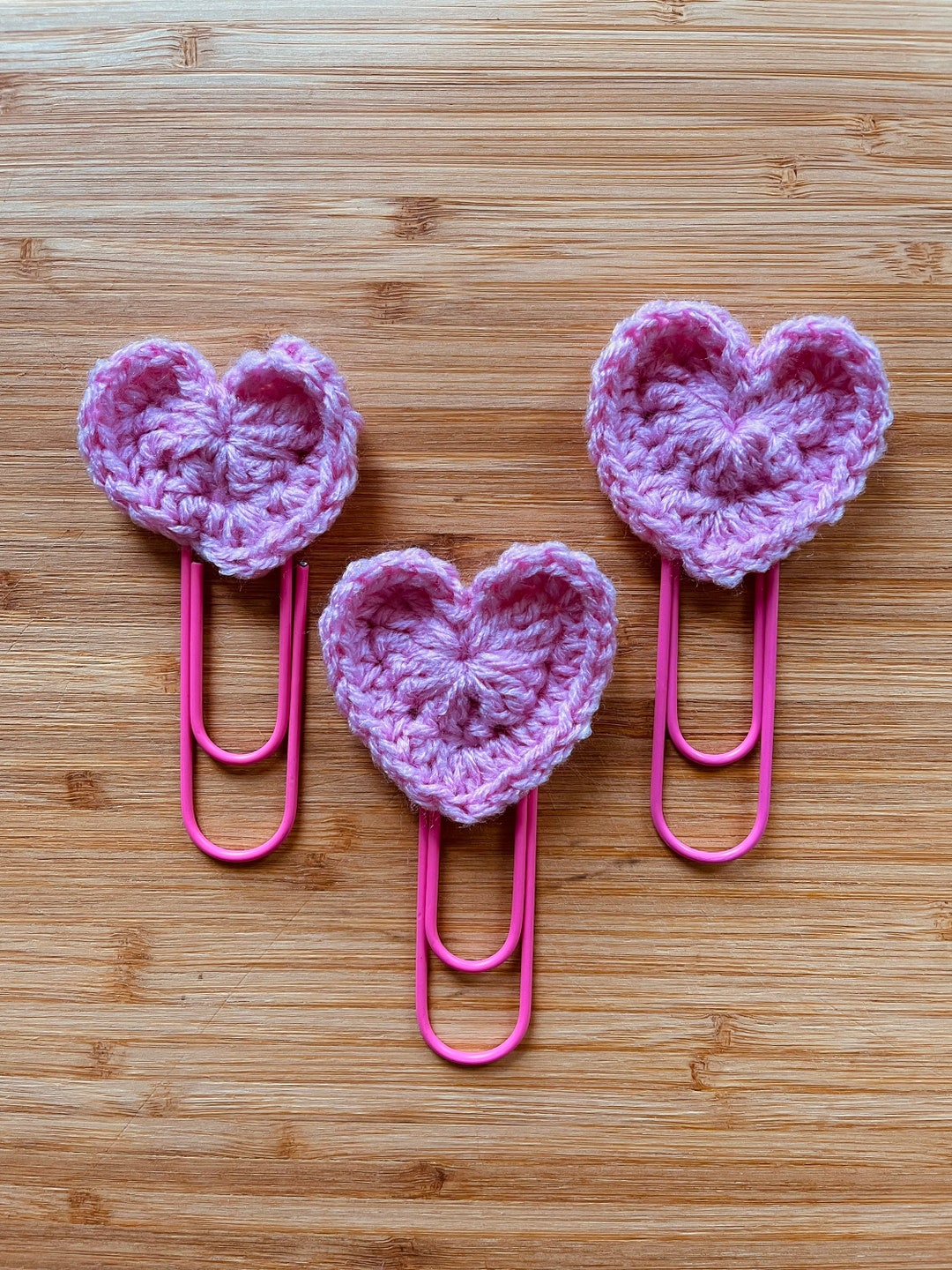 Heart Bookmark Crochet Paperclip, Set of 3, Journal Page Holder, End of ...