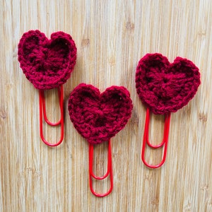 Heart Bookmark Crochet Paperclip, Set of 3, Journal Page Holder, End of ...