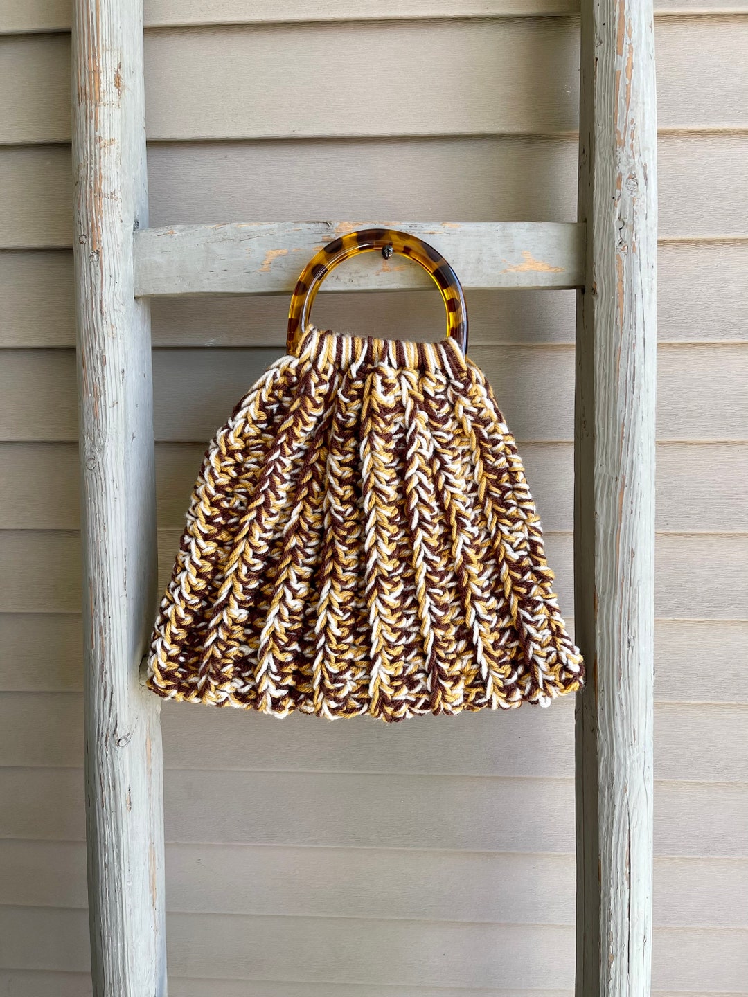 Crochet Yarn Bag, Tortoiseshell Purse, Handbag Womens Handmade, Clutch ...