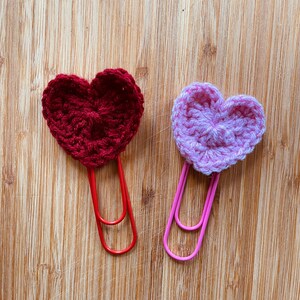 Heart Bookmark Crochet Paperclip, Set of 3, Journal Page Holder, End of ...