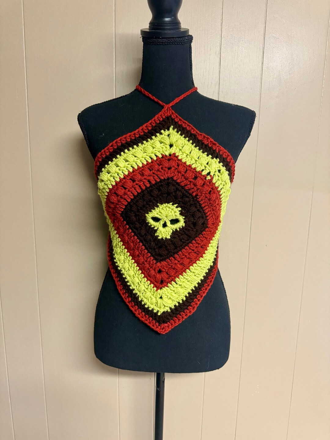 Crochet Skull Halter Top, Groovy Summer Wear, Hippie Clothes, Festival ...