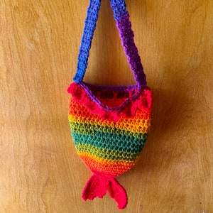 Girls Mermaid Tail Purse, Colorful Tote Bag, Rainbow Bag, Toddler Play ...