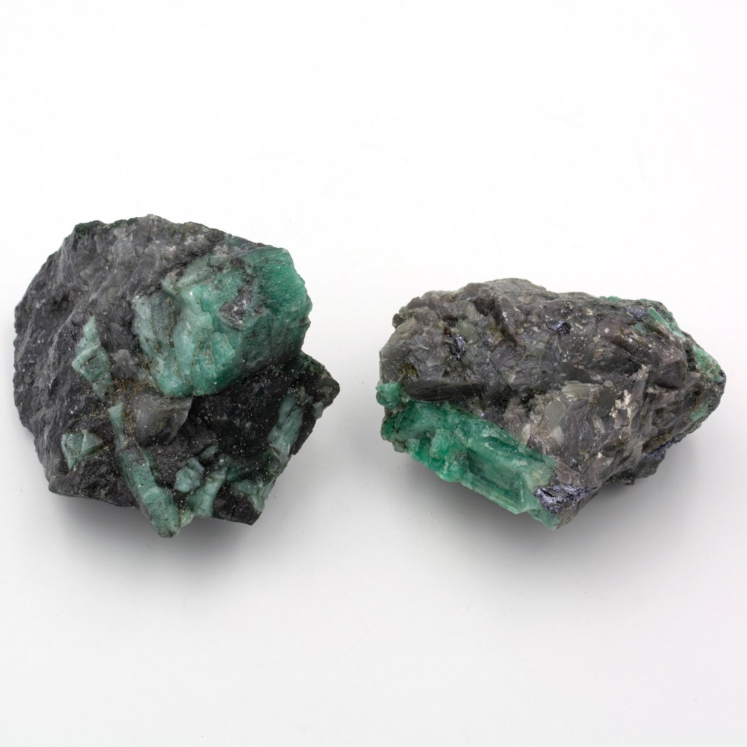 Two Raw Emeralds of 171 and 192 Grams With a Quartz and Mica Matrix. - Etsy