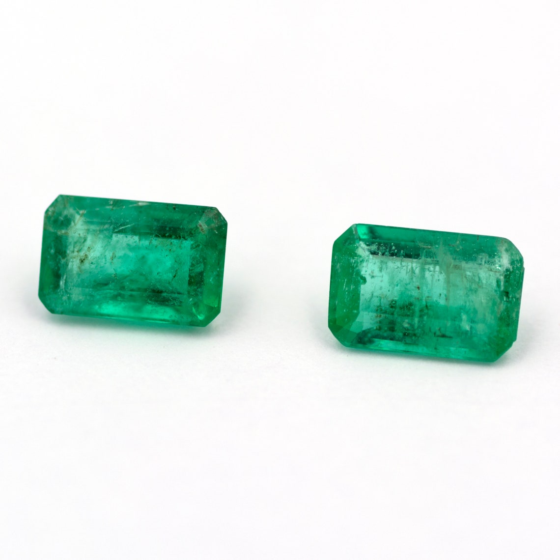 Pair of natural emeralds rectangular emerald-cut weight: | Etsy