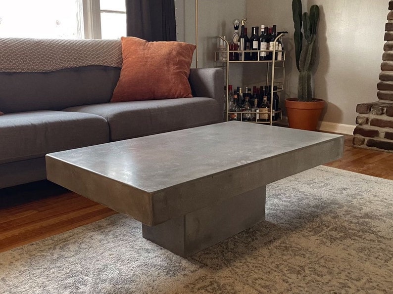 Rectangle Concrete Coffee Table Pedestal Style - Etsy
