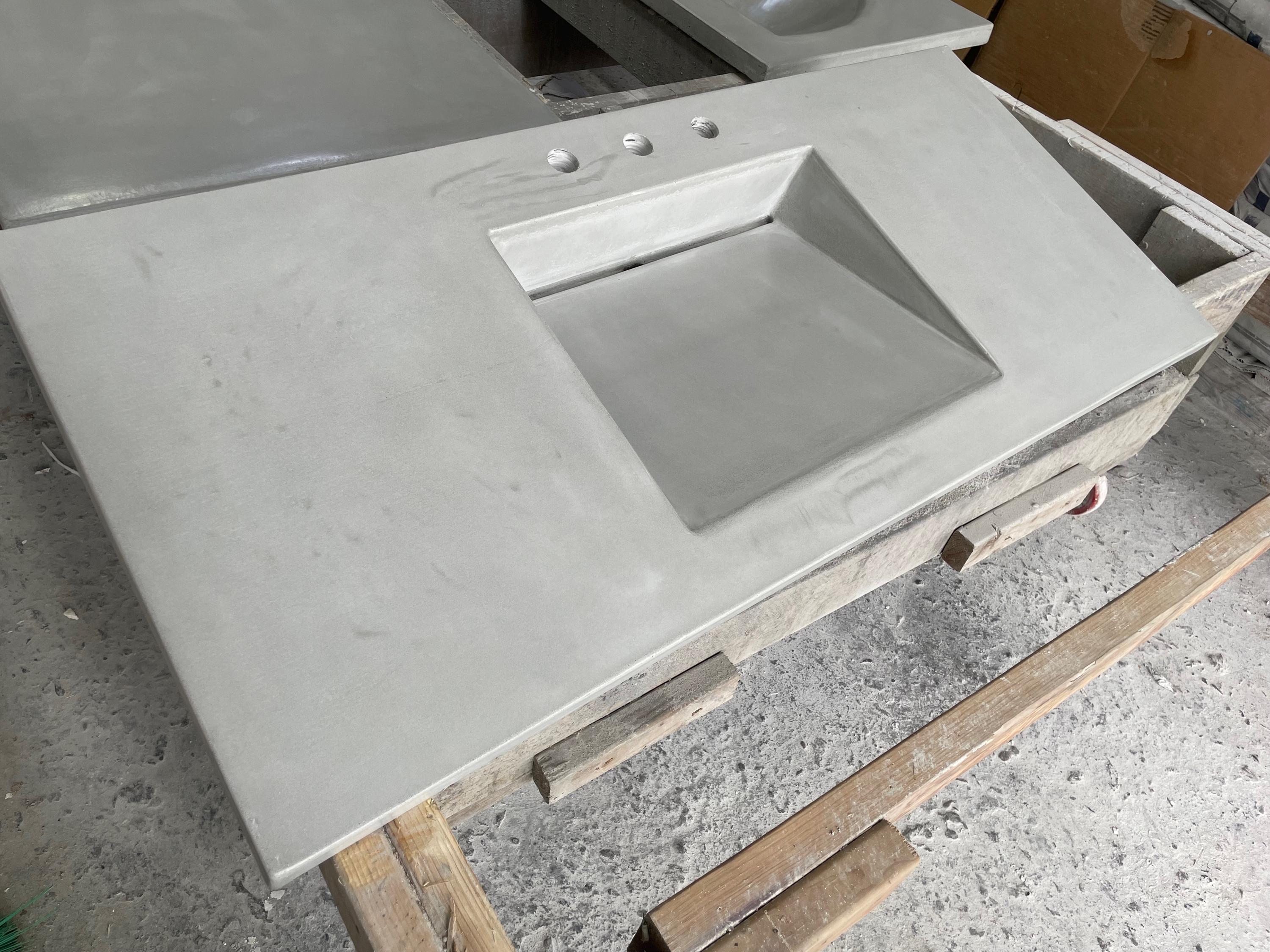 Concrete Sink Ramp Slope Medium Basin Integrated in Countertop Vanity ...
