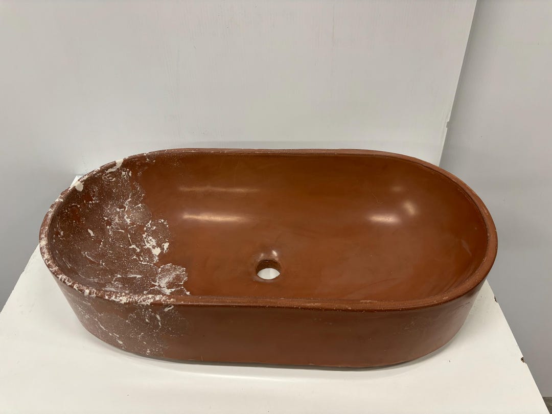 Concrete Vessel Sink Pill Oval Shape. Showroom Item 40% off Terracotta ...