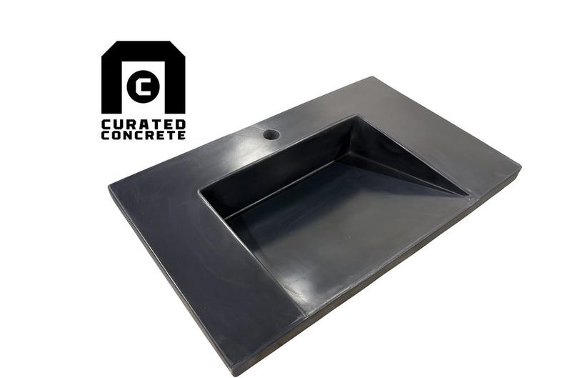 Concrete Sink Ramp Slope Medium Basin Integrated in Countertop Vanity ...