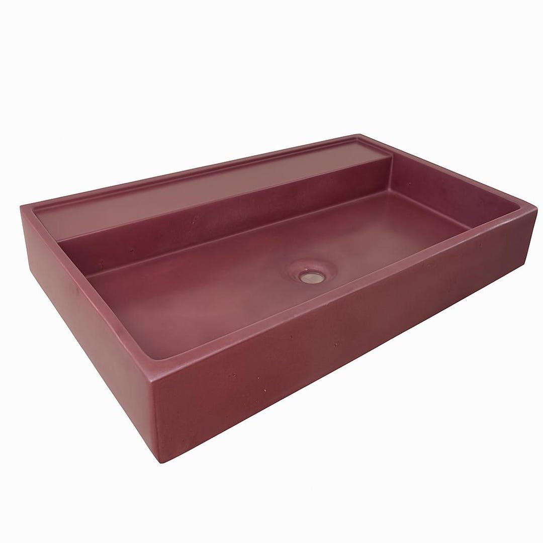 28” Concrete Vessel Sink LARGE Shallow 25 Colors! With Deck/faucet Wall ...