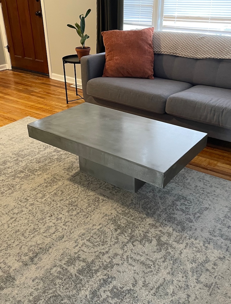 Rectangle Concrete Coffee Table Pedestal Style - Etsy
