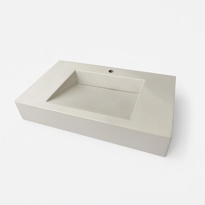 Concrete Sink Ramp Slope Medium Basin Integrated in Countertop Vanity ...