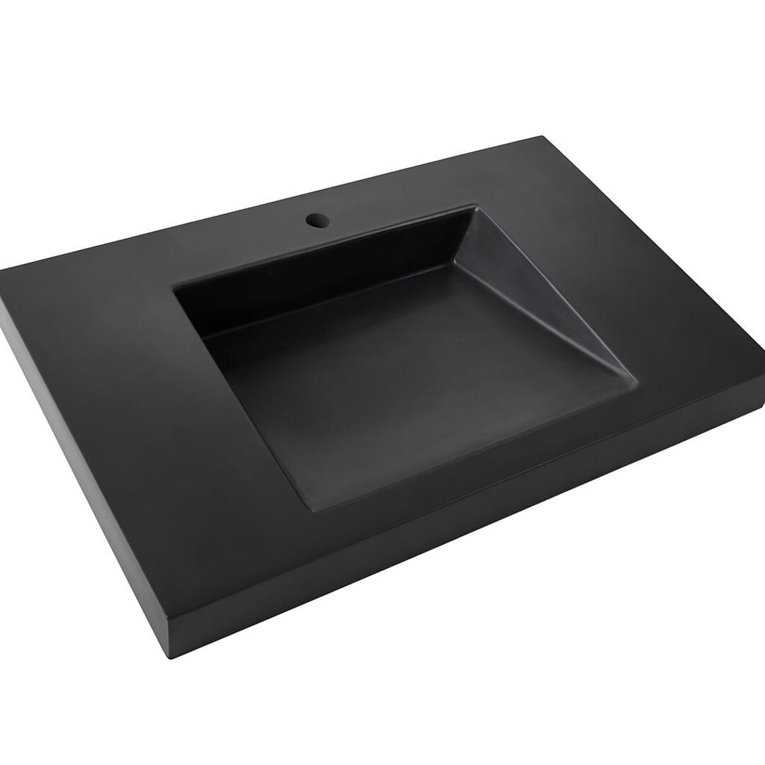 Concrete Sink Ramp Slope Medium Basin Integrated in Countertop Vanity ...