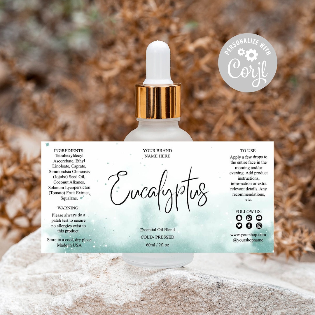Editable Oil Dropper Label Template: Custom Cosmetic Label Design - Etsy
