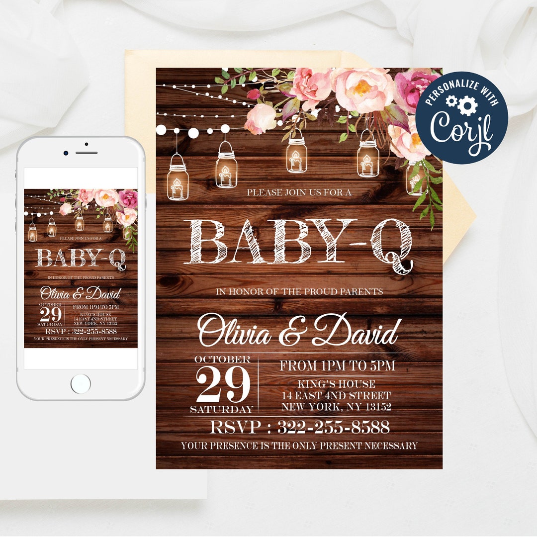 Editable Baby-q Shower Invitation Baby Shower Invitations - Etsy