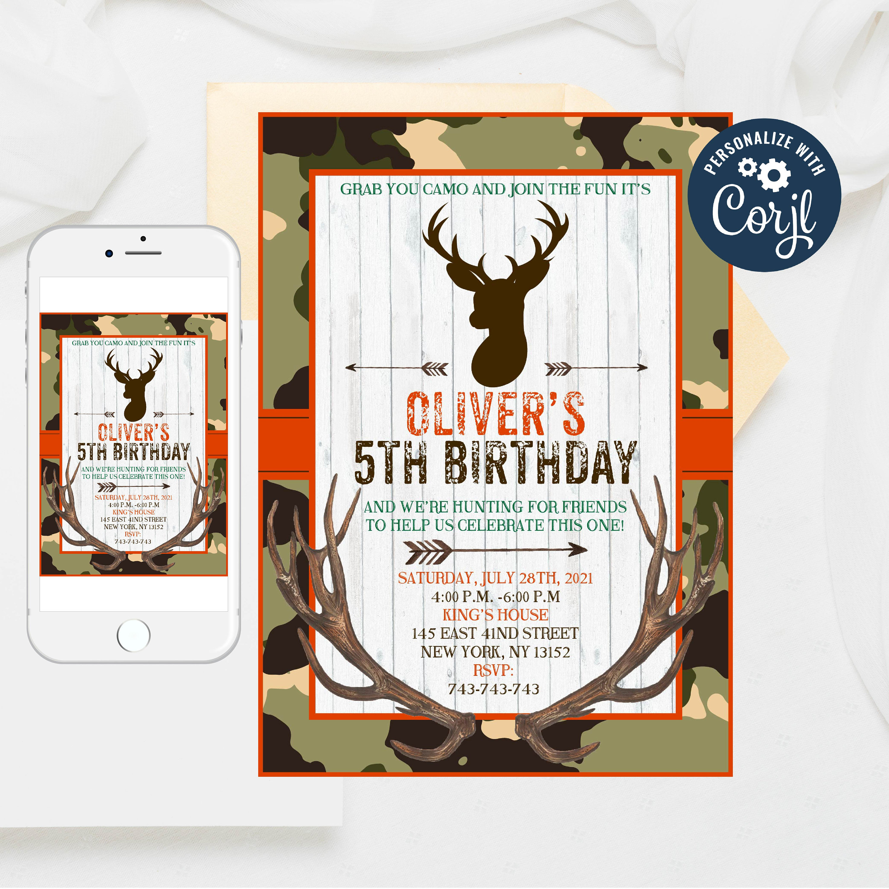Editable Hunting Invitation Hunting Birthday Camouflage - Etsy Australia