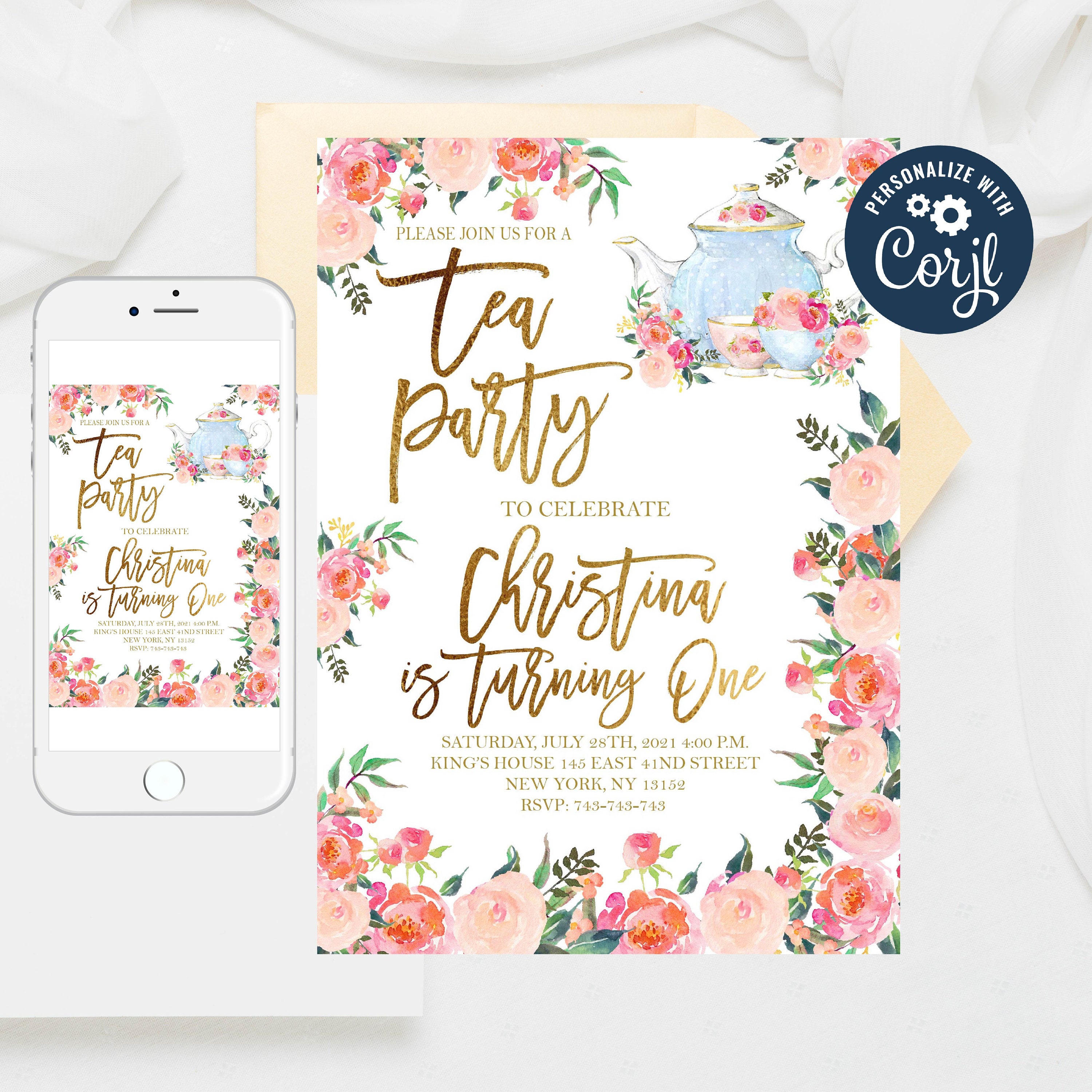 Editable Tea Party Invitation Princess Tea Party | Etsy