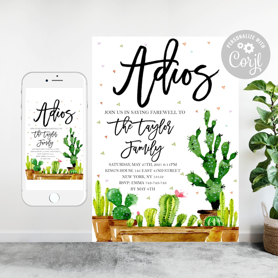 Editable Adios Farewell Invitation, Going Away Invitation, Mexican ...