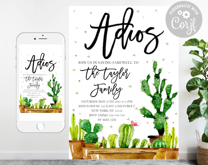 Editable Adios Farewell Party Invitation Template | Mexican Farewell ...