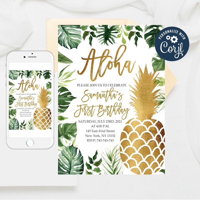 Editable Aloha Birthday Invitation Tropical Birthday - Etsy