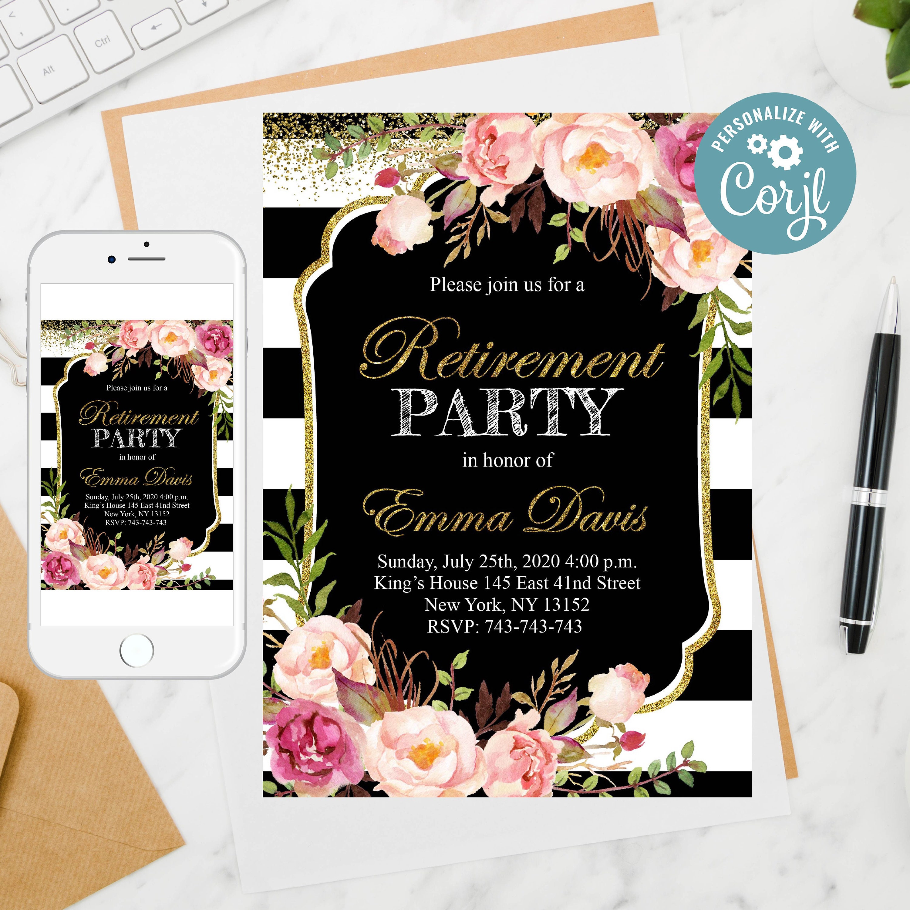 Editable Floral Retirement Invitation Retirement Party | Etsy