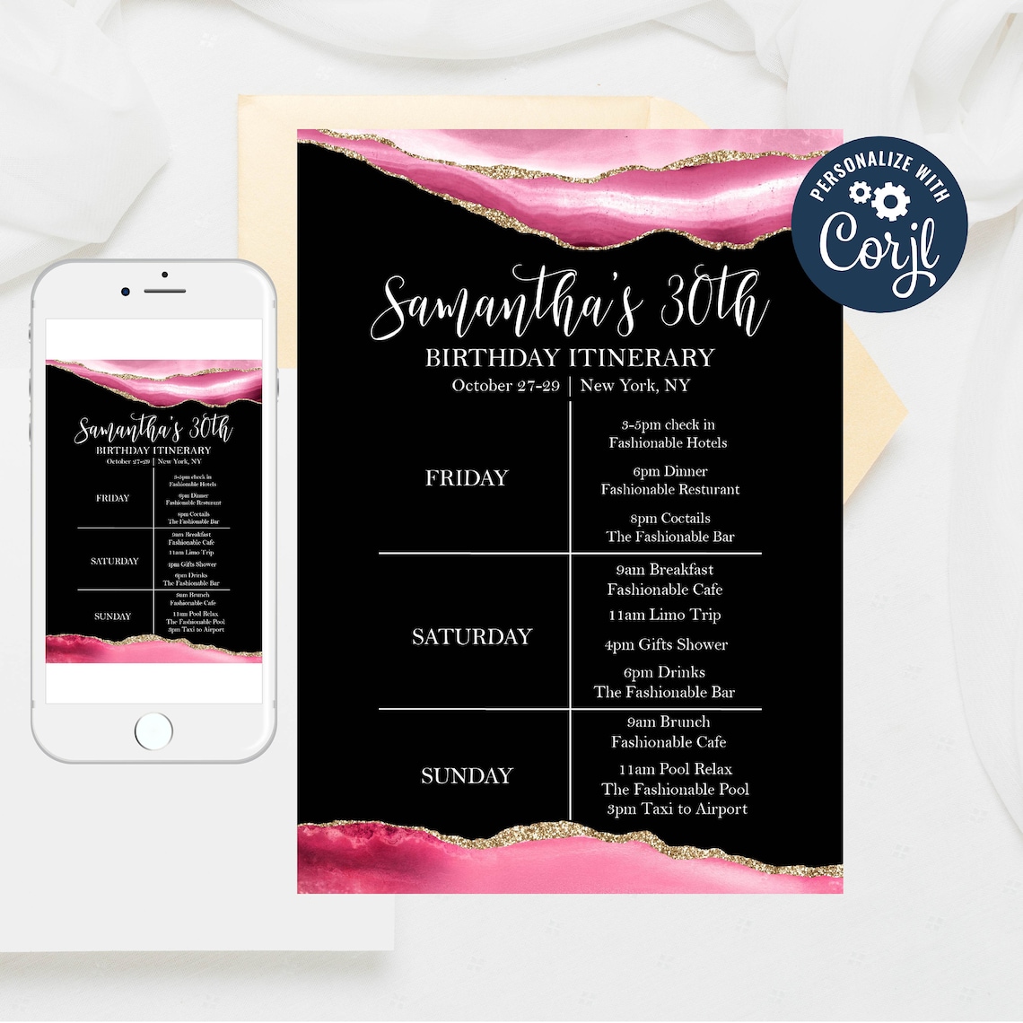 Editable Birthday Itinerary Template Editable Birthday | Etsy