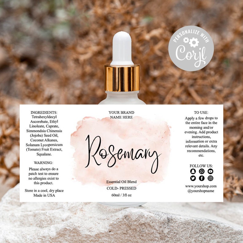 Essential Oil Label Design Custom Product Label 1/2 Oz 1oz | Etsy
