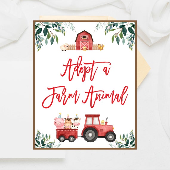 Boy Table Decor Farm Animals Table Sign Red Farm Table Decor - Etsy