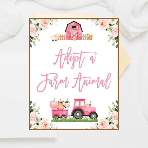 Girl Table Decor Farm Animals Table Sign Pink Farm Table Decor | Etsy