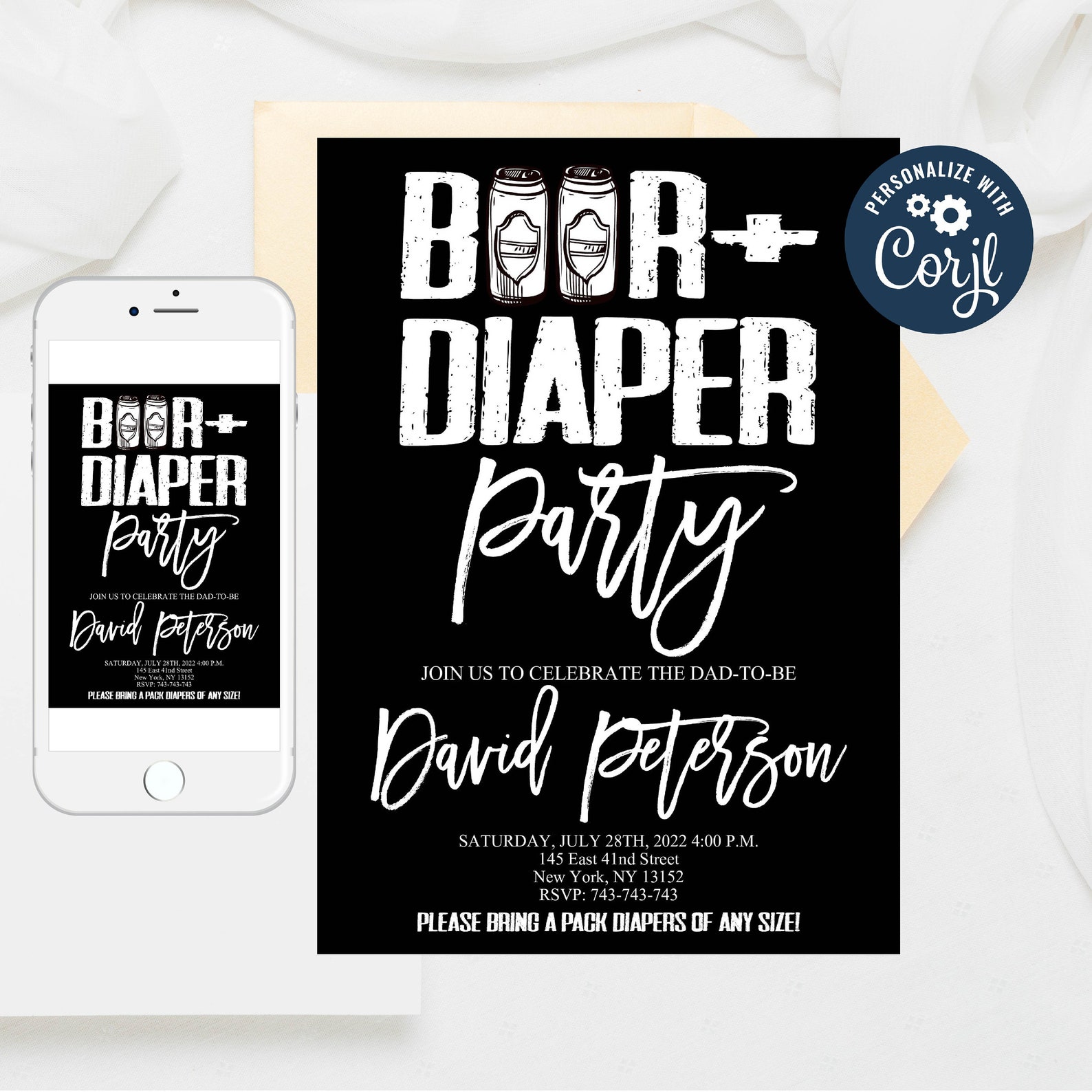 Editable Diaper Baby Shower Invitation Dad Shower Diapers and - Etsy