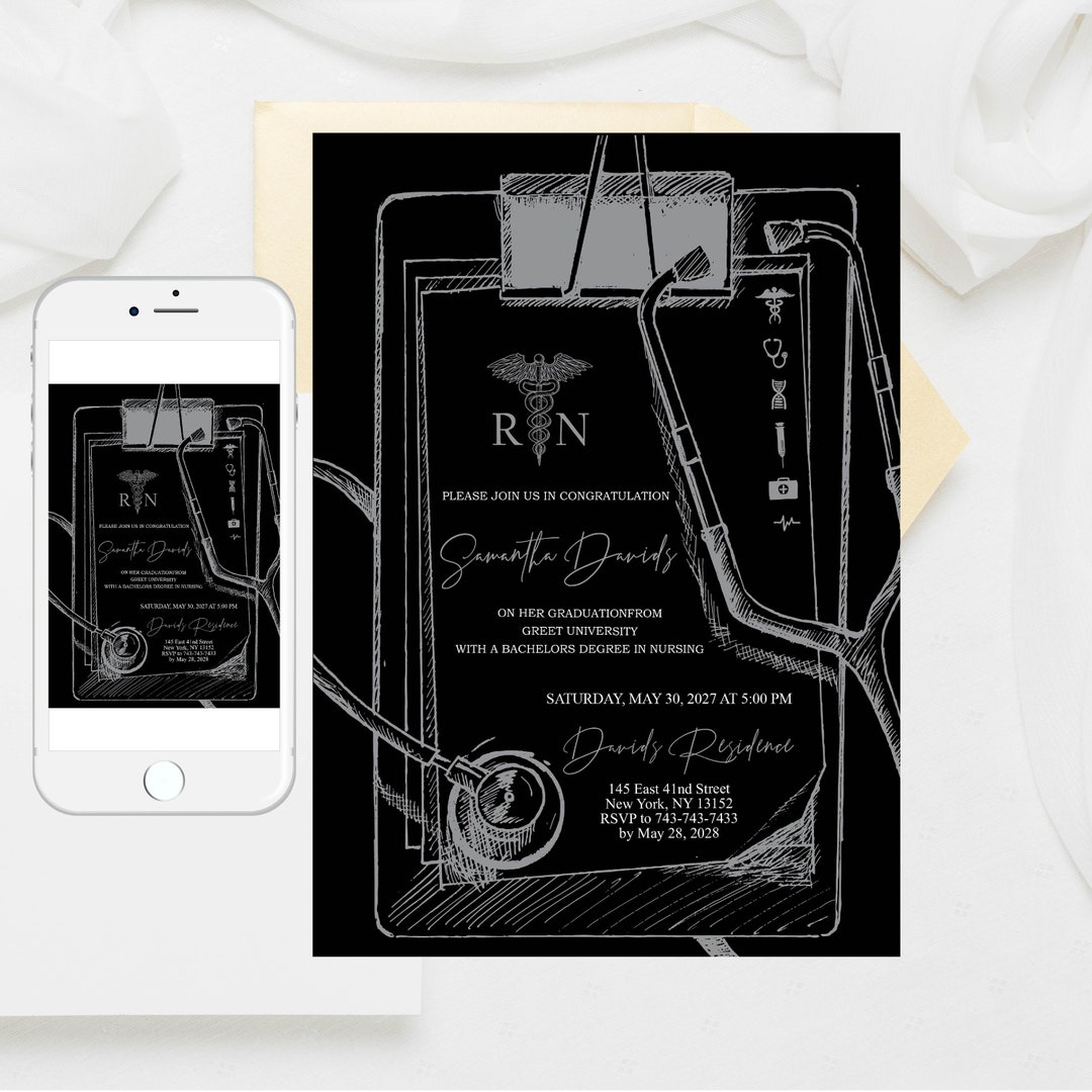 Editable Nursing Graduation Invitation, RN Invitation, Licensed ...