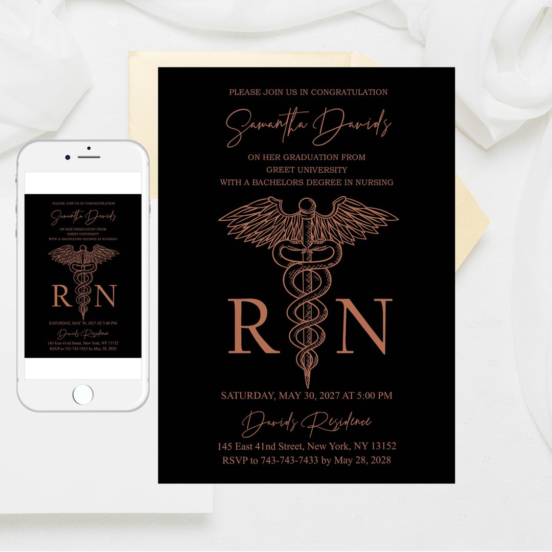 Editable Nursing Graduation Invitation, Licensed Vocational Nurse ...