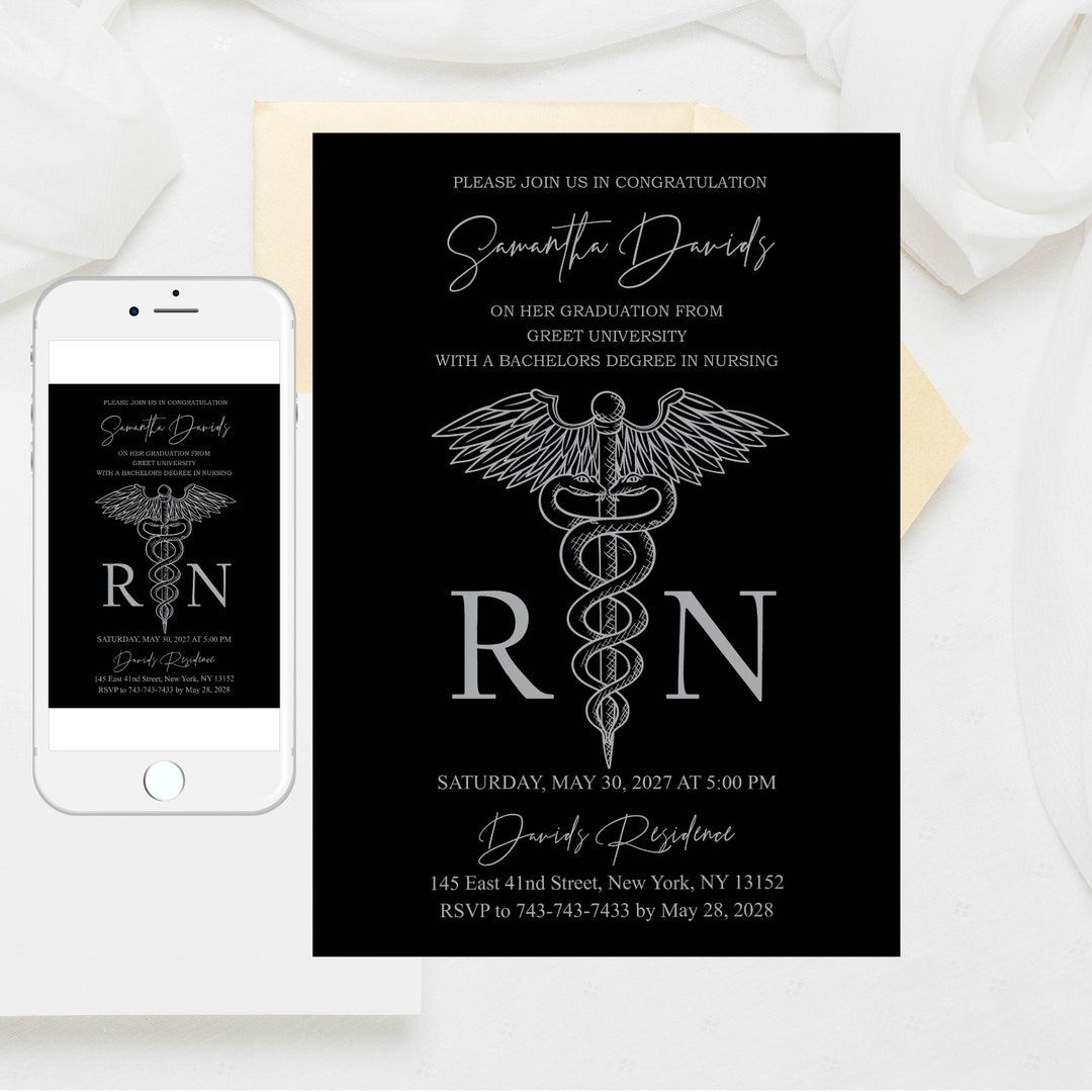Editable Nursing Graduation Invitation, Licensed Vocational Nurse ...