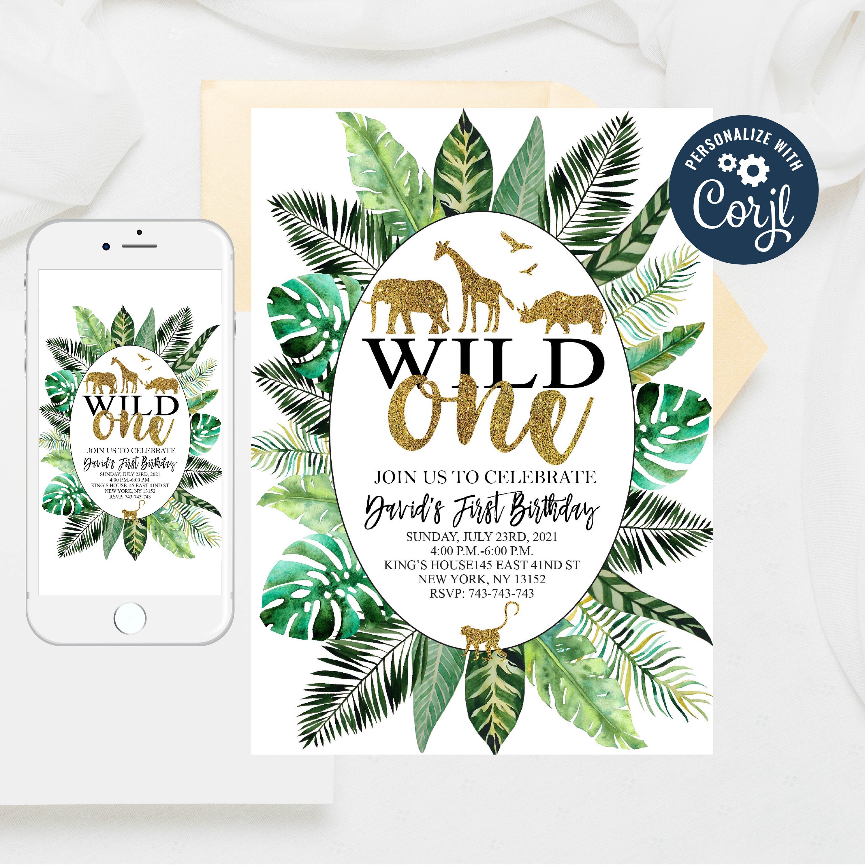 Editable Wild One Invitation Jungle animals Wild One | Etsy