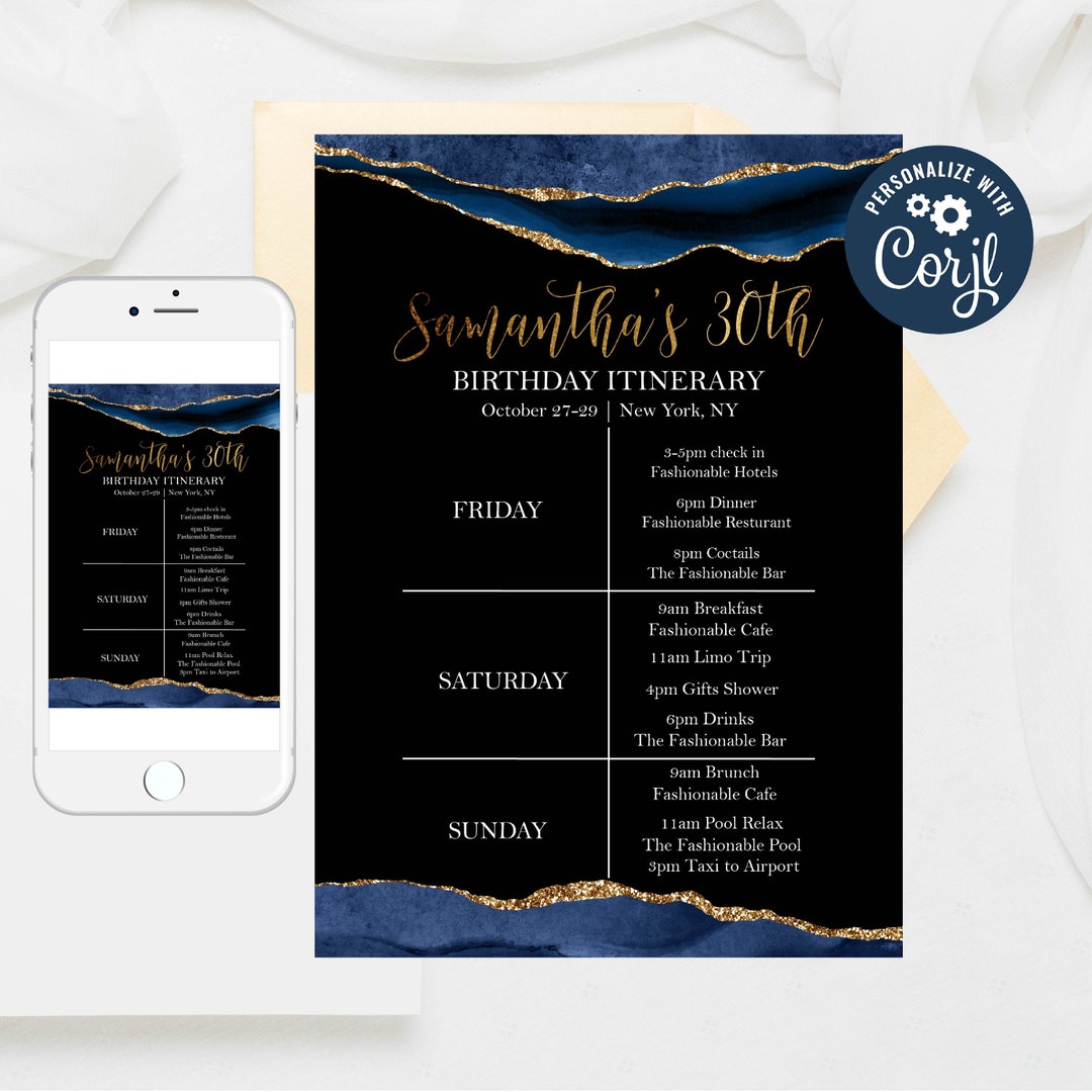Editable Birthday Itinerary Template, Editable Birthday Itinerary ...