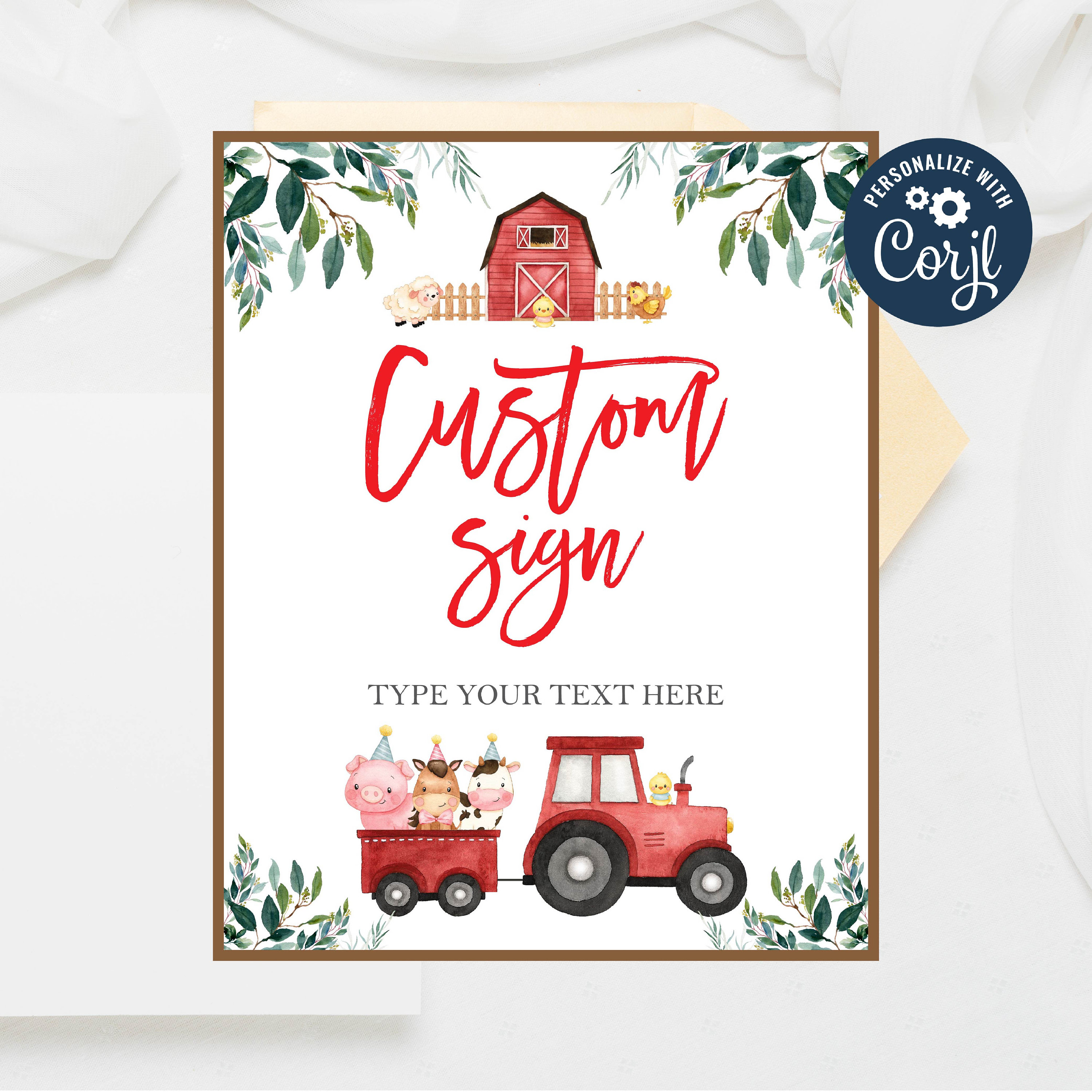 Party Supplies 6x4 Farm Table Signs Farm Party Editable Farm Table ...