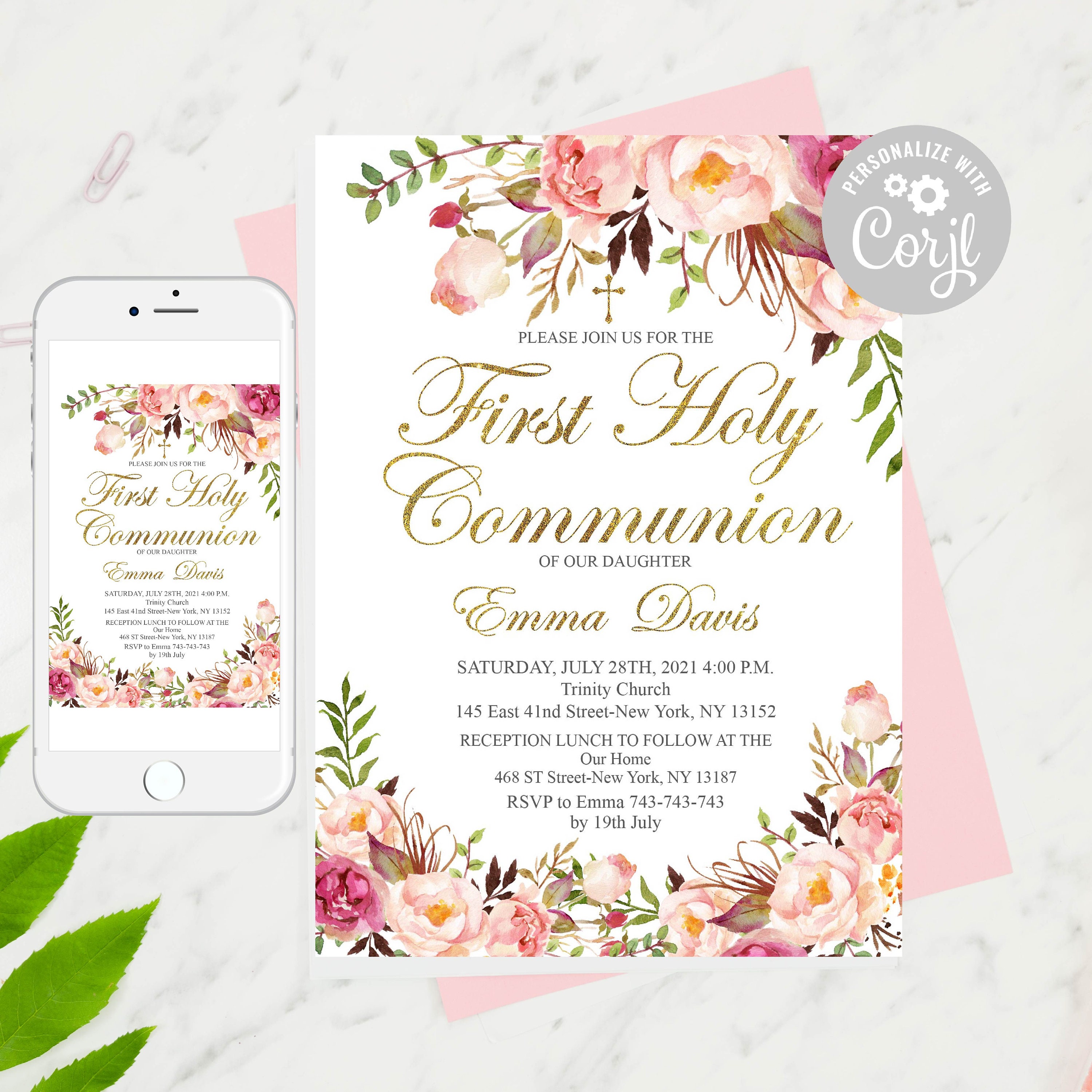 First Communion Invitations Free Printable For Girls