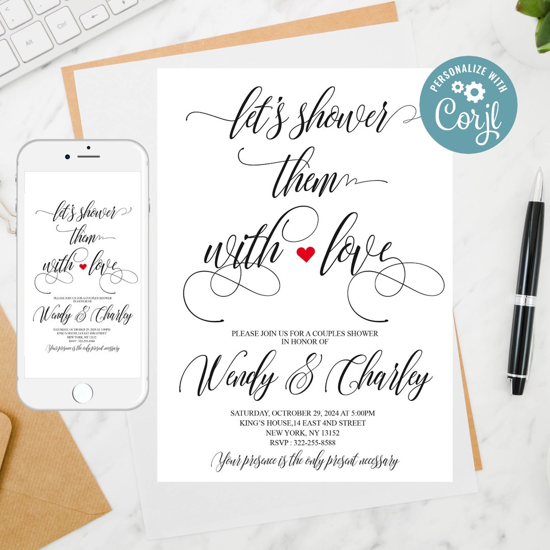 Editable Couples Shower Invitation, Calligraphy Wedding Shower ...