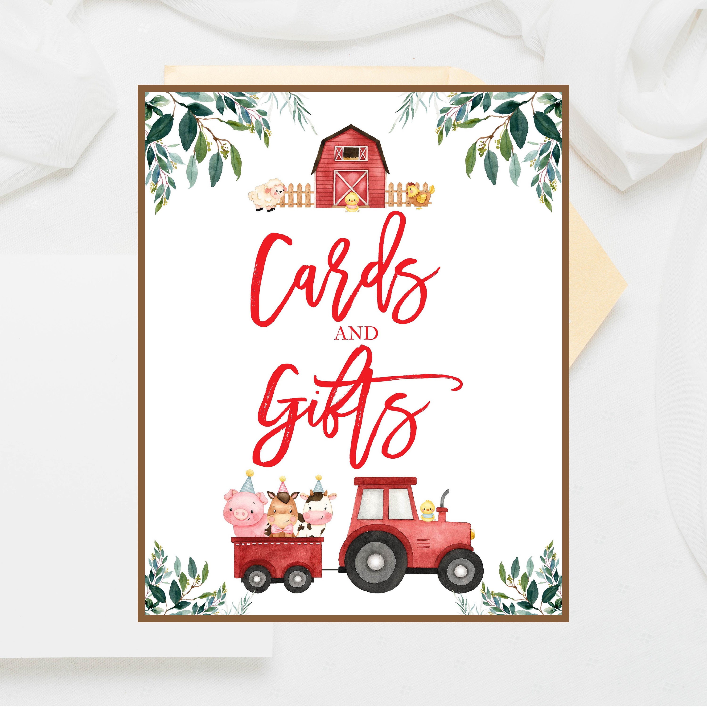 Boy Farm Animals Cards and Gifts Sign: Barnyard Birthday Decor ...