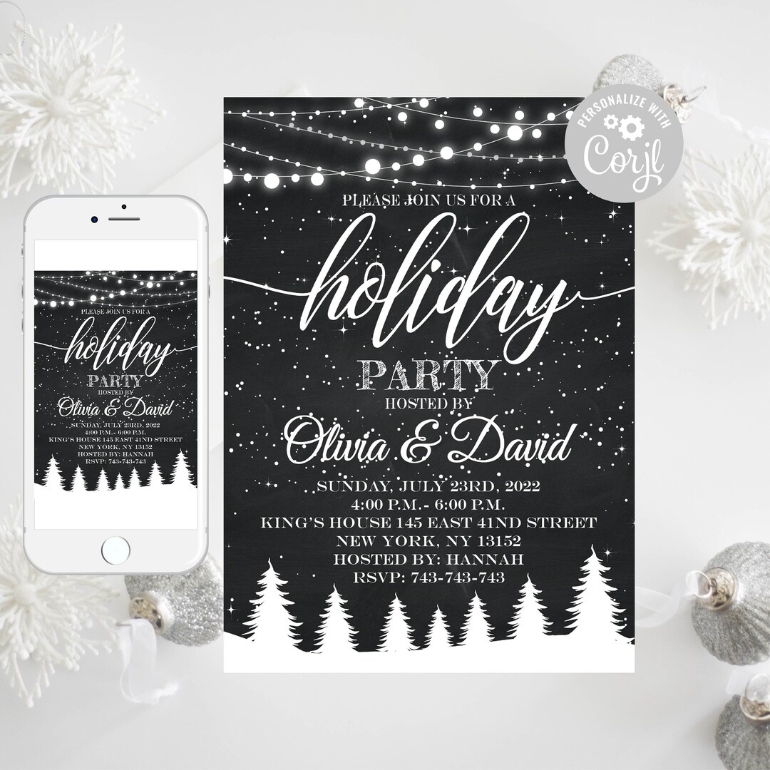 Editable Holiday Party Invitation, Christmas Party Invitation ...