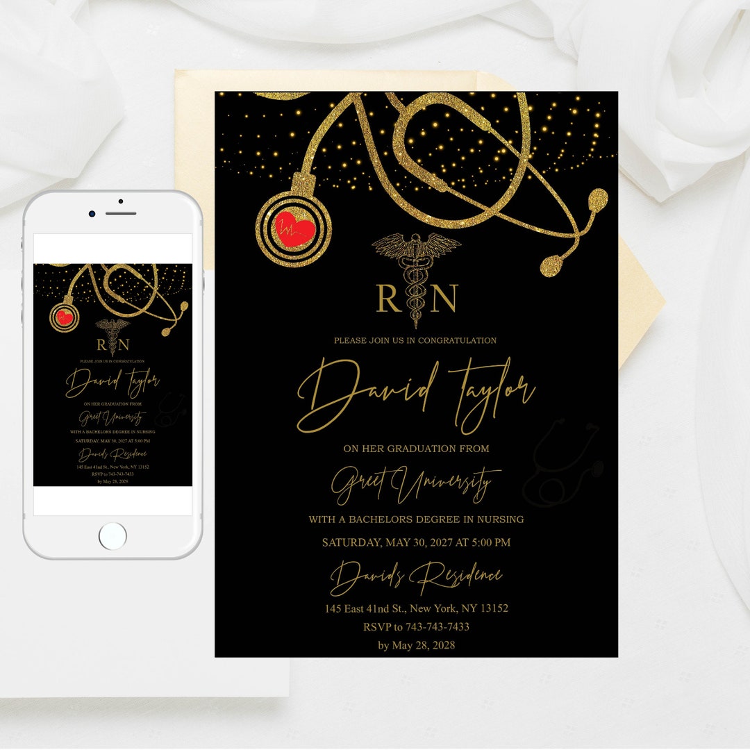 Editable Nursing School Graduation Invitation: RN, LVN Template - Etsy