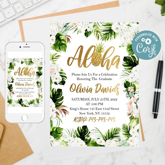 Invitations & Announcements Invitations Editable Pineapple Graduation ...