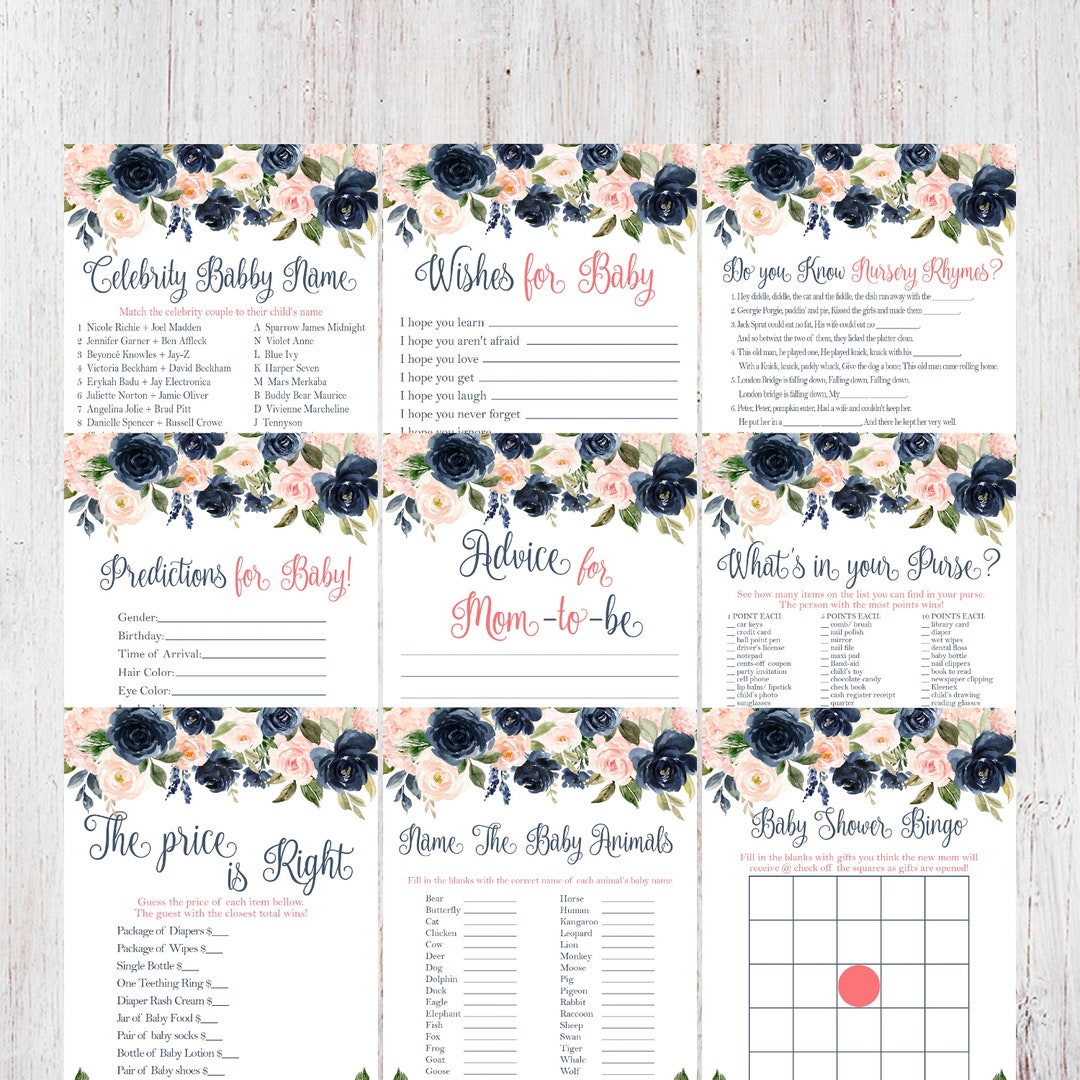 Watercolor Floral Baby Shower Games Package (instant Download) - Etsy