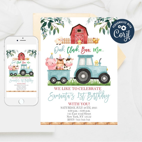 Farm Party Invitations For Boy Pumpkin Farm Birthday Invitations