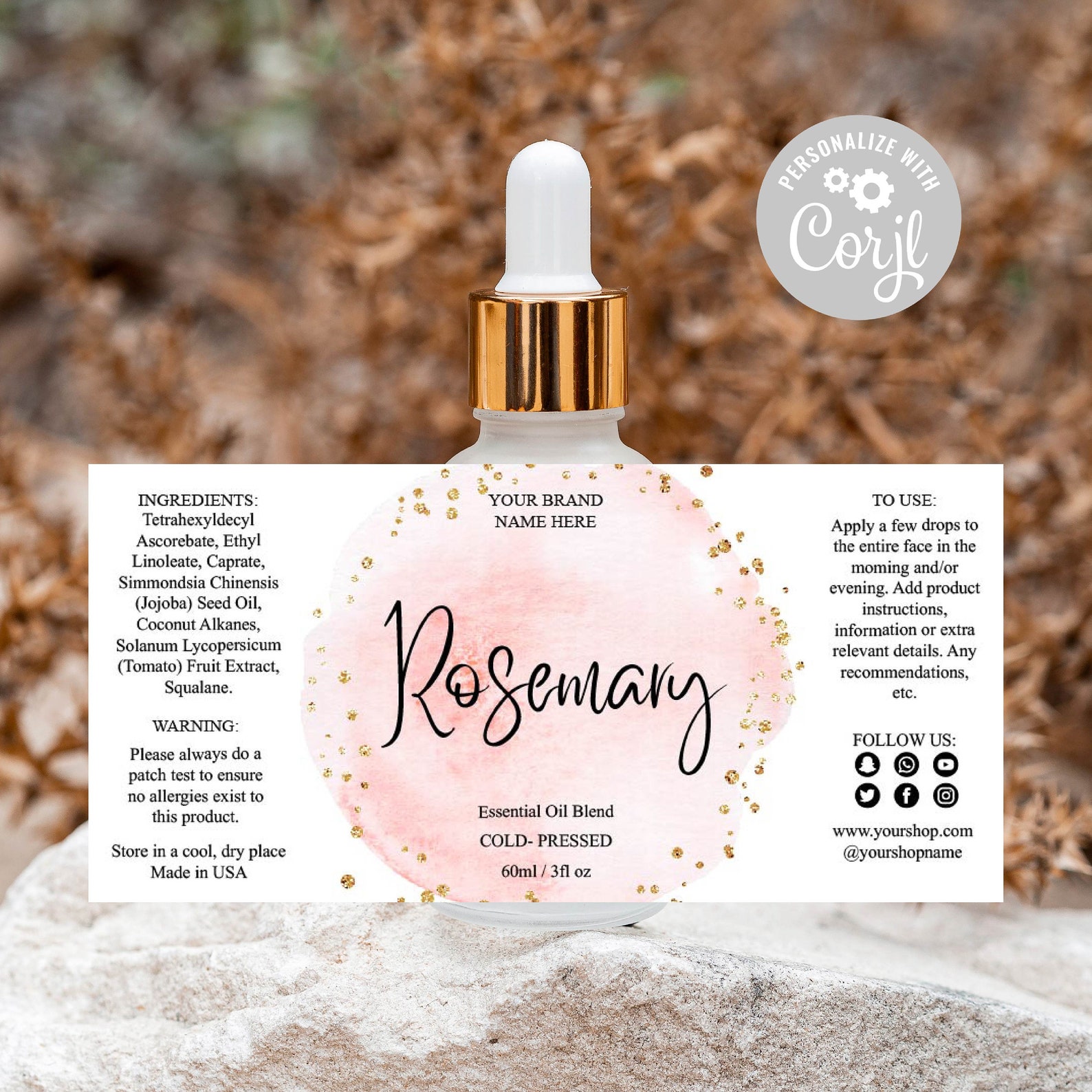 Editable Essential Oil Label Template: Custom Dropper Bottle Design - Etsy