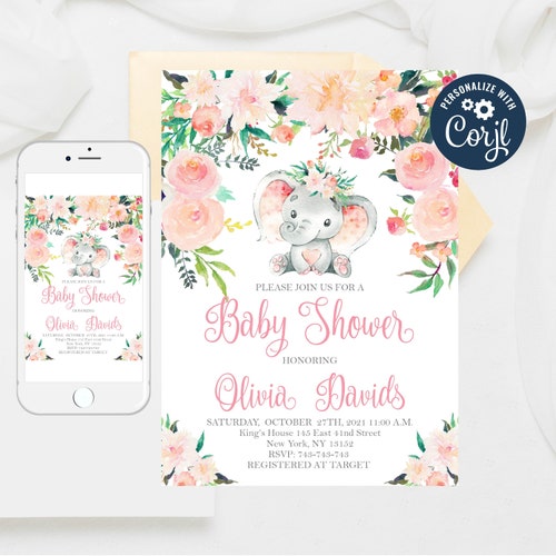 Peanut Elephant Centrepiece for Baby Girl Shower in Pink & | Etsy