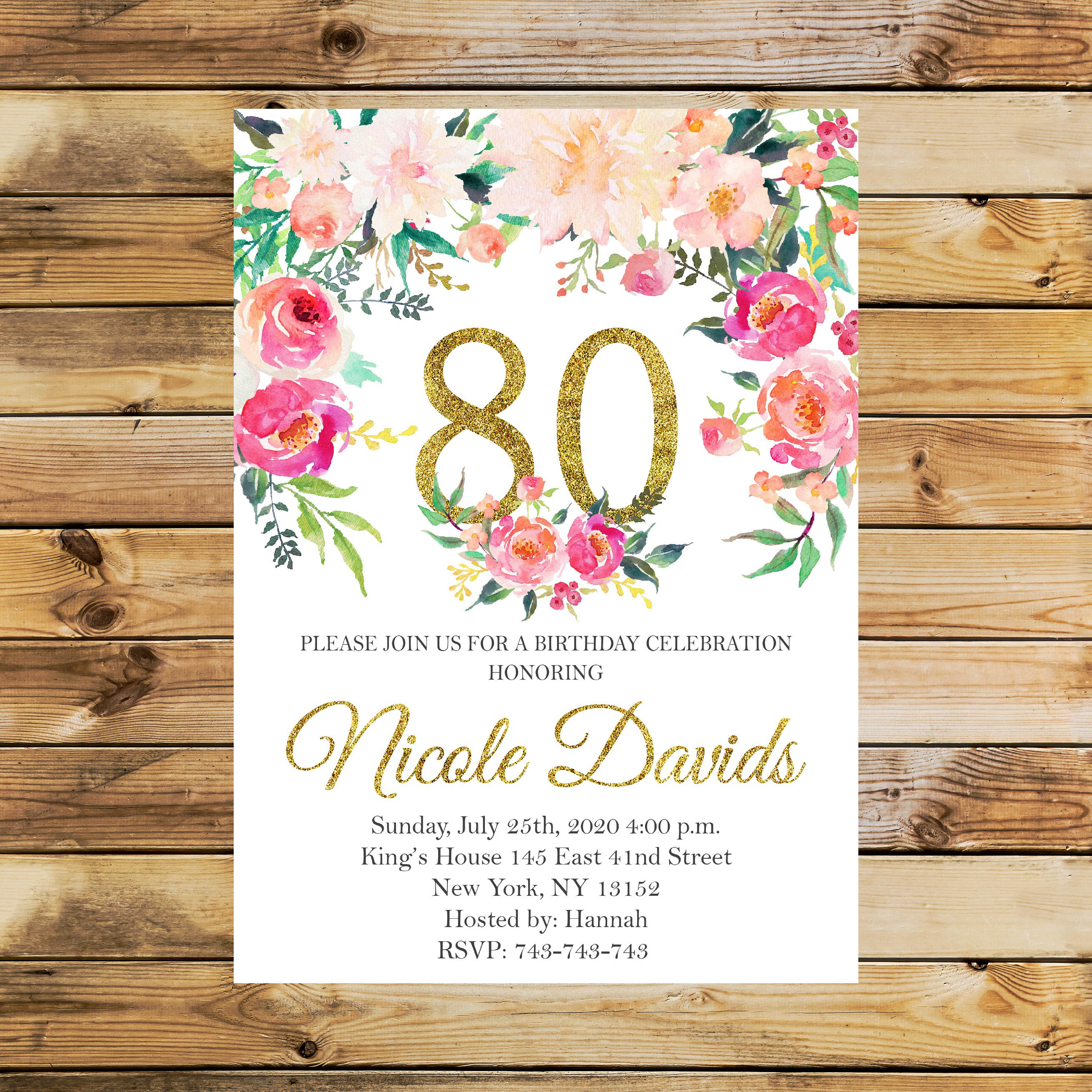 Invitación de cumpleaños 80 invitación de cumpleaños de las | Etsy